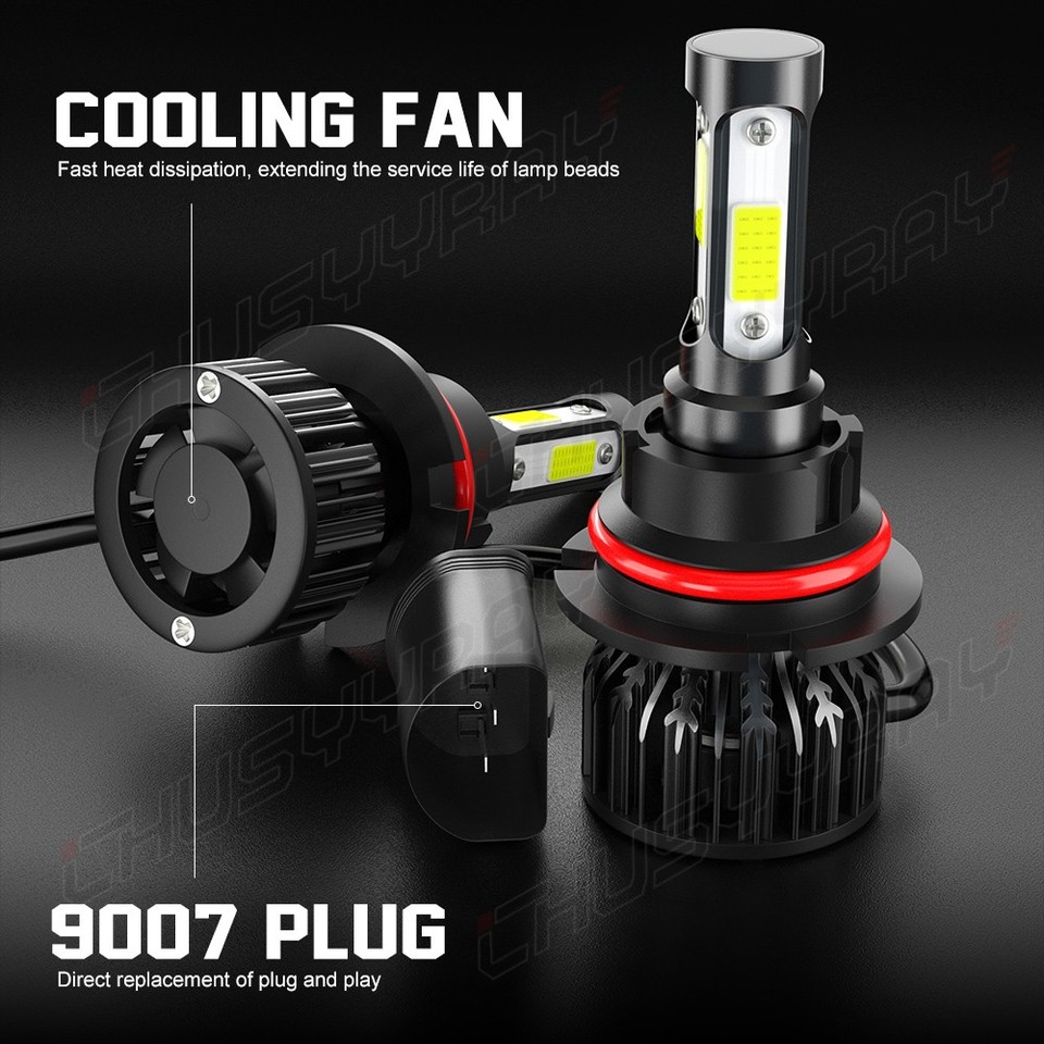 2x HB5 9007 LED Headlights Light Hi-Low Beam 12000K Super Bright White ...