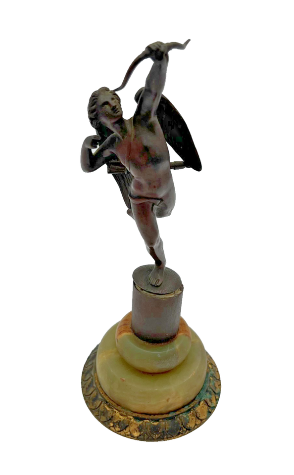 Art Nouveau Bronze Cupid Figure on Onyx & Marble Base – Winged Cherub ...