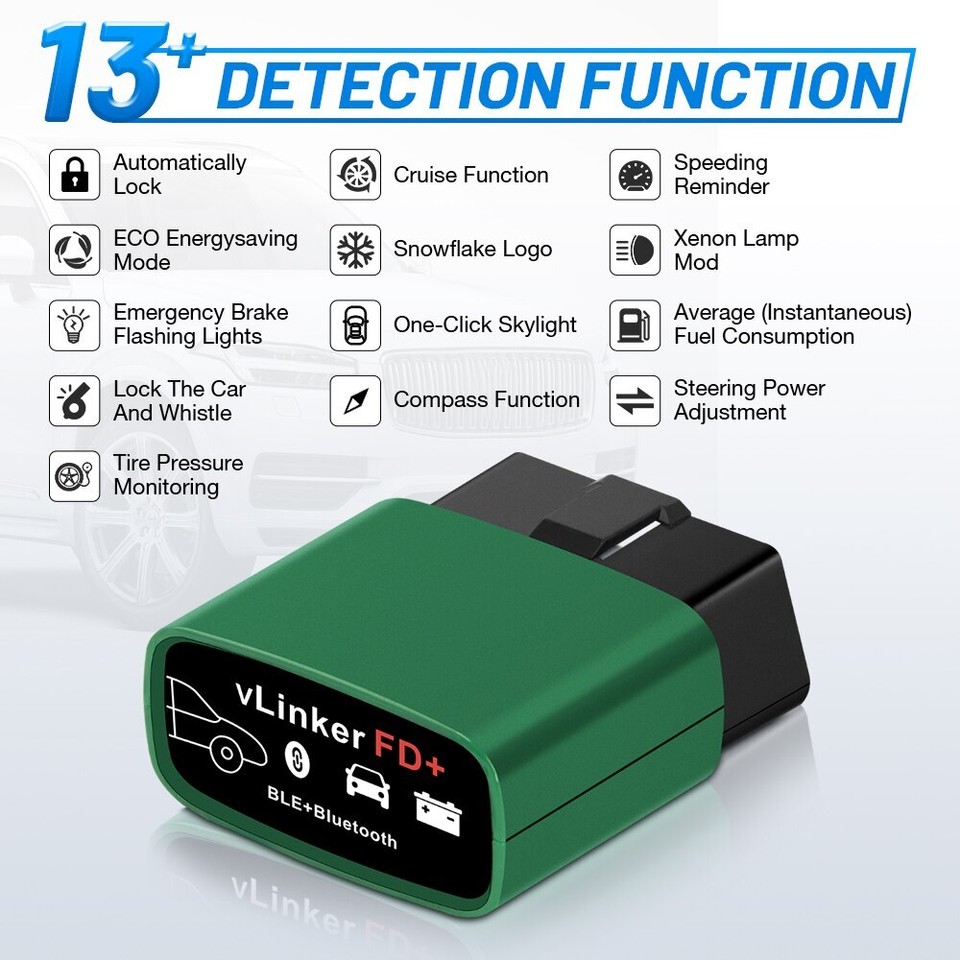 Vgate vLinker FD Plus OBD2 Adapter Bluetooth BLE Scanner FORScan for ...