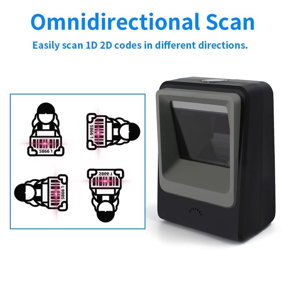 Alacrity QR 2D 1D Handsfree Barcode Scanner, Desktop Reader, Mobile ...