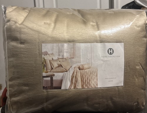 Hotel Collection Glint King Quilted 3 Piece Coverlet Set Gold New | eBay