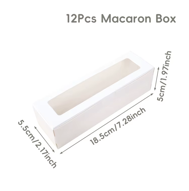 12Pcs Macaron Boxes with Clear Window Gift Box Cake Packaging Box ...