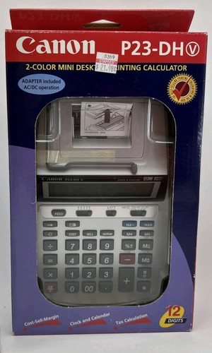 Canon P23-DH V Mini Desktop Printing Calculator 12 Digit 2 Color W ...