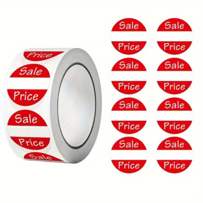 1 roll (500) SALE PRICE STICKERS Price Tags adhesive labels red round 1 ...