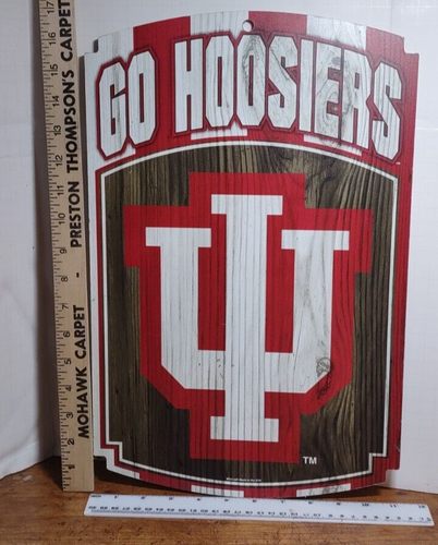 GO HOOSIERS UI University of Indiana Wooden Wall Plaque Sign 11" x 17 ...