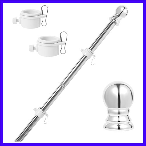 5ft Flag Pole Kit for Outside House Tangle Free Flag Pole Rings for 3x5 ...