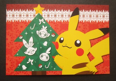 Pikachu Grookey Scorbunny Sobble Christmas Postcard 2019 Pokemon Center ...