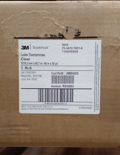 3M Scotchcal Luster Overlaminate, 3645, clear (48" x 50 yd) | eBay