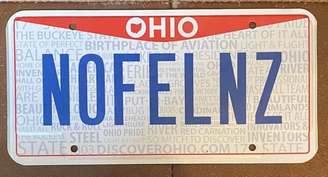 Ohio VANITY License Plate NO FEELINGS (NOFELNZ) | eBay