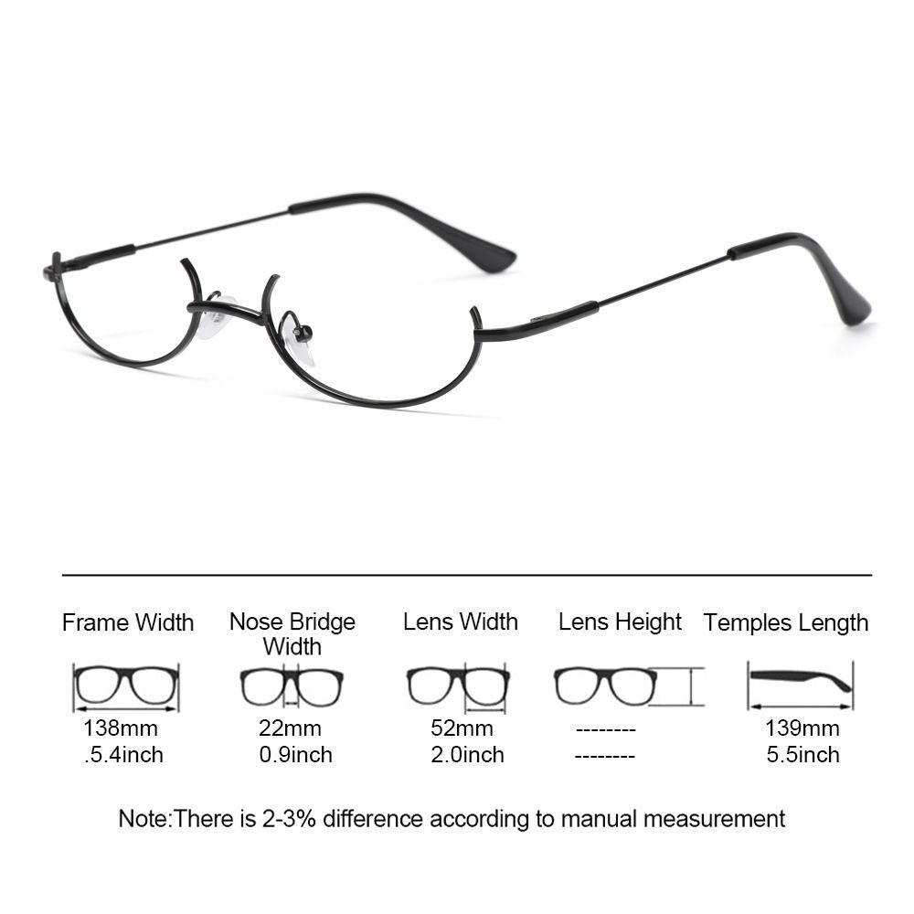 No Lens Photography Eyeglasses Half Frames Glasses Frame Decoration Eyewear | eBay