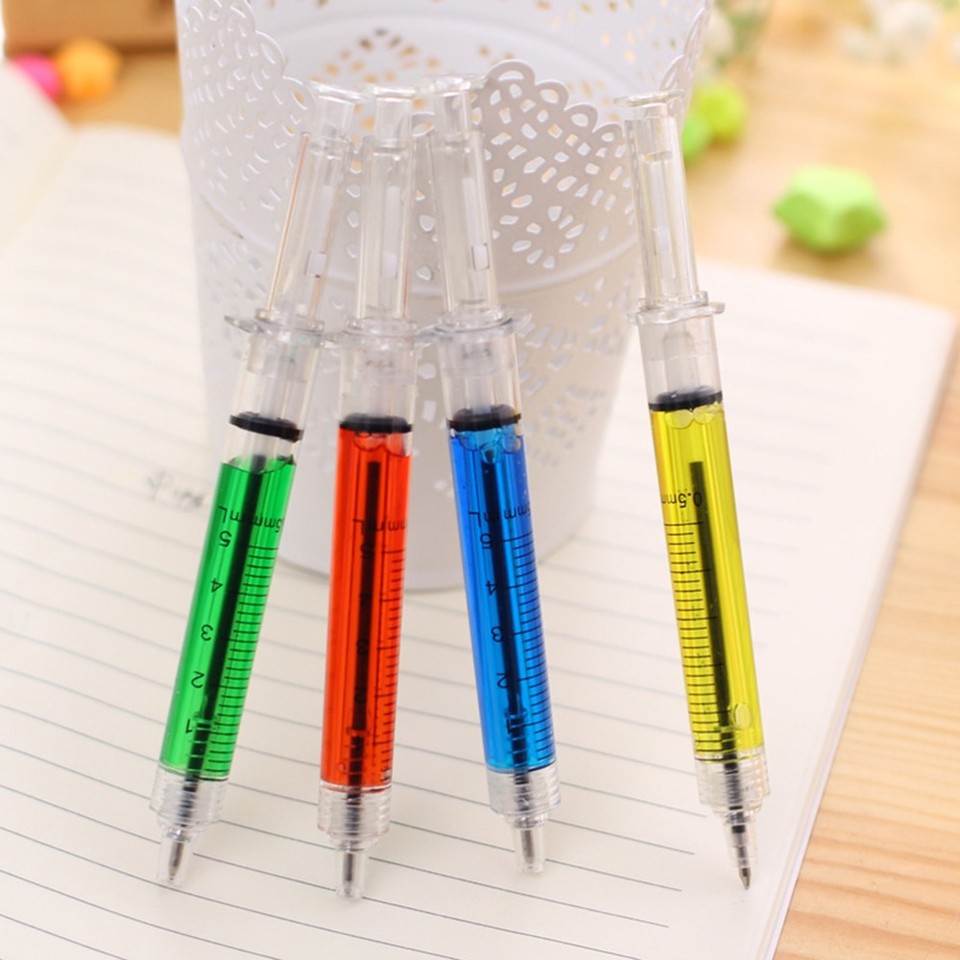 12 Pcs Syringe Ballpoint Pen Child Needle Tube Shaped Gel Cool Pens for ...