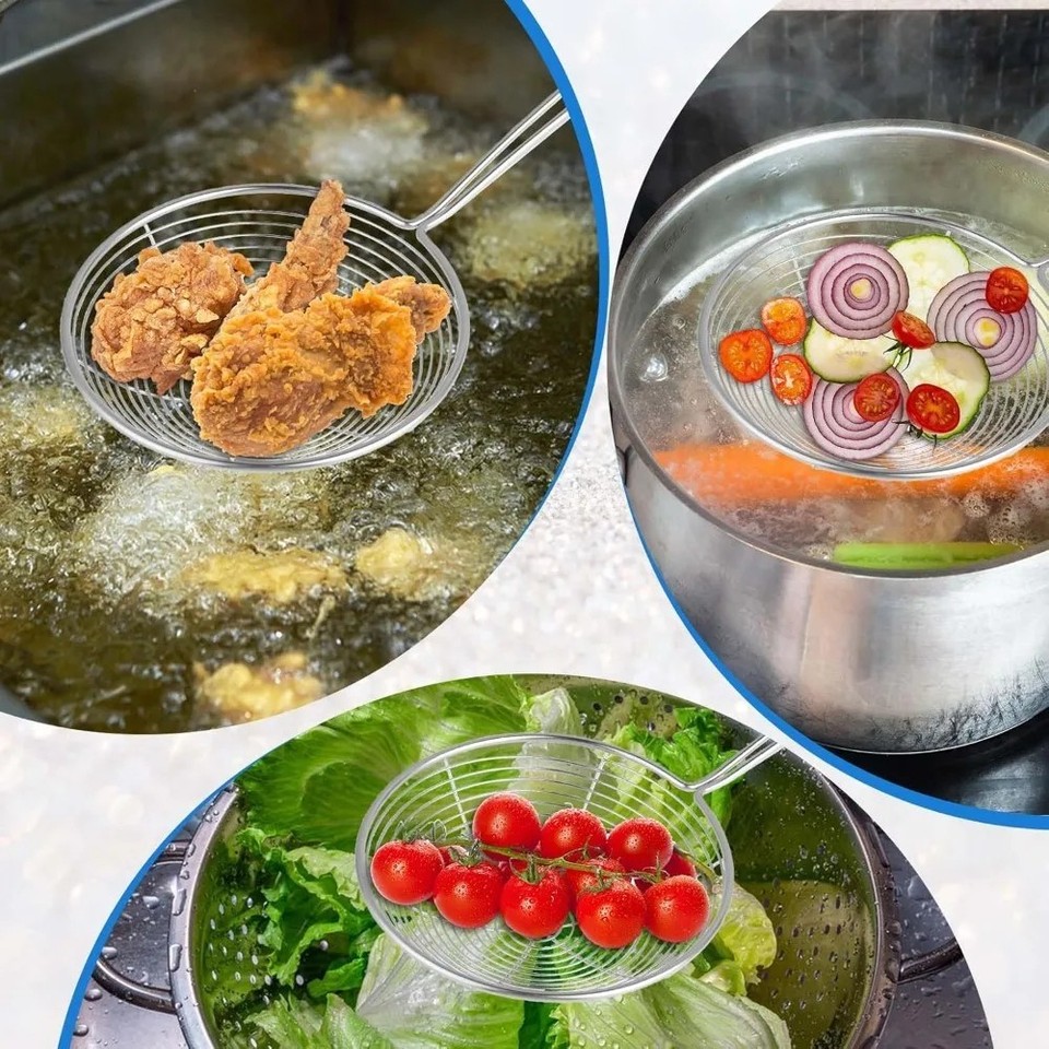 Spider Skimmer Strainer Ladle Deep Frying Chinese Spoon and Stainless ...