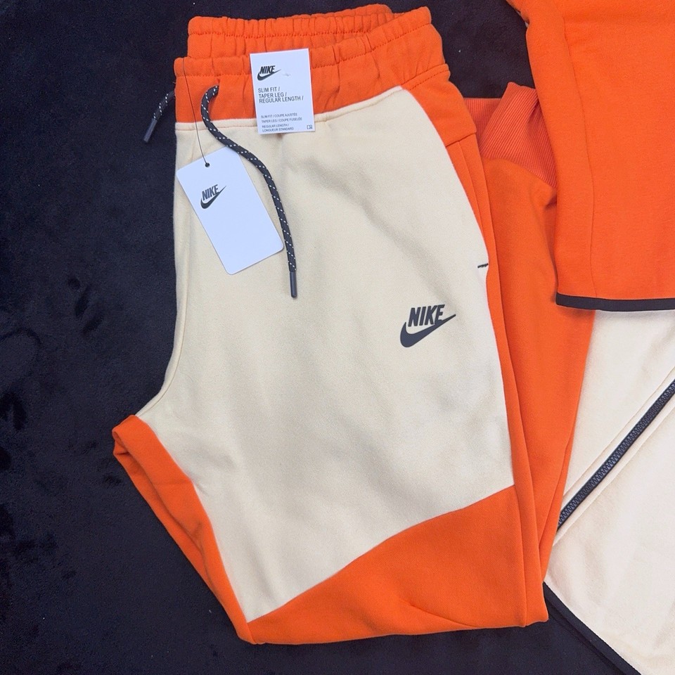 Men’s Nike Tech Fleece Sweatsuit Sportswear Tracksuit Color Orange /Tan ...