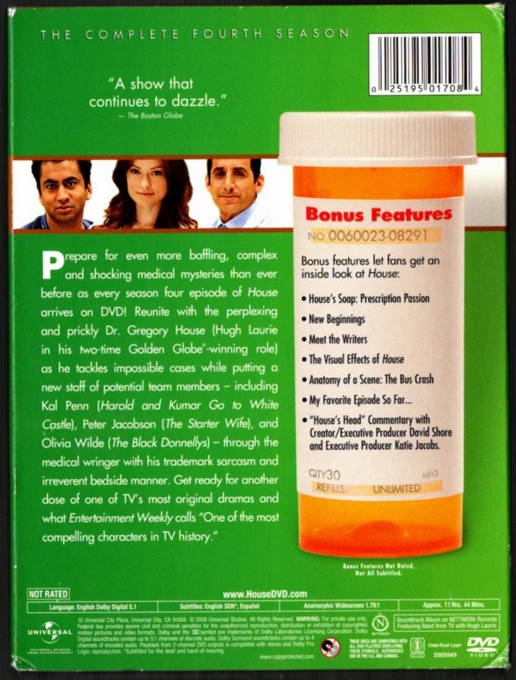 HOUSE SEASON FOUR DVD Set 4 Disc Collection 25195017084 | eBay