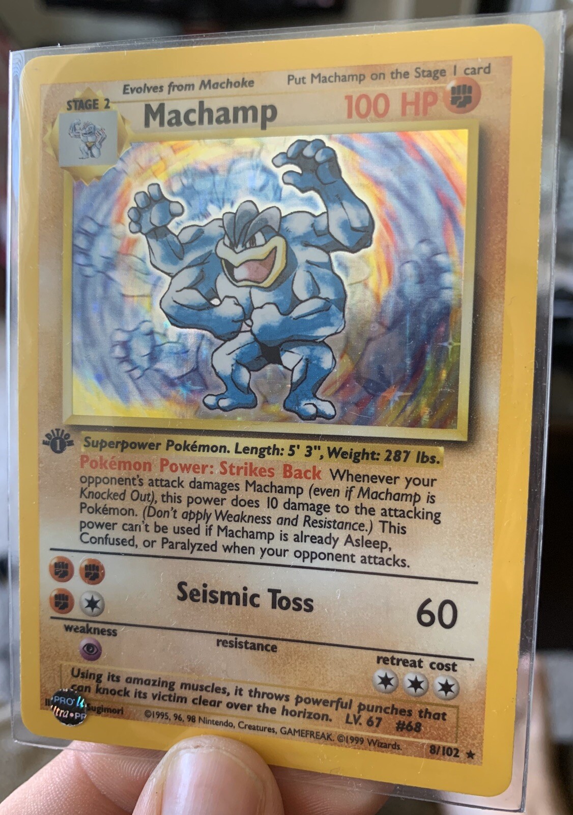 Holographic Shadowless First Edition Machamp Pokémon Card | eBay