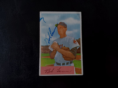Bob Lemon Autographed 1954 Bowman Baseball Cleveland Indians Card #196 ...