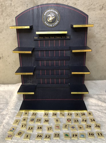 USMC PERPETUAL CALENDAR Wooden Display Board W/ Tiles The Bradford ...