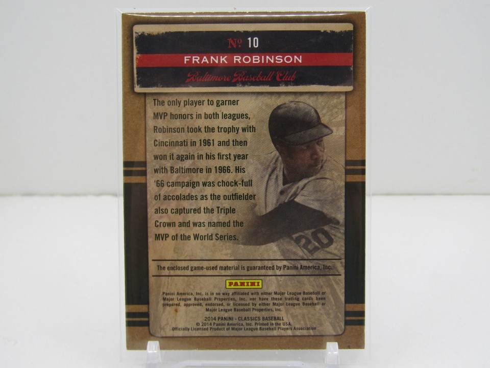 FRANK ROBINSON 2014 CLASSICS LEGENDARY LUMBERJACKS DUAL PATCH #12/99 ...