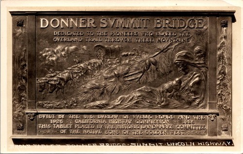 RPPC Donner Summit Bridge Plaque CA Lincoln Highway 1926 Real Photo ...