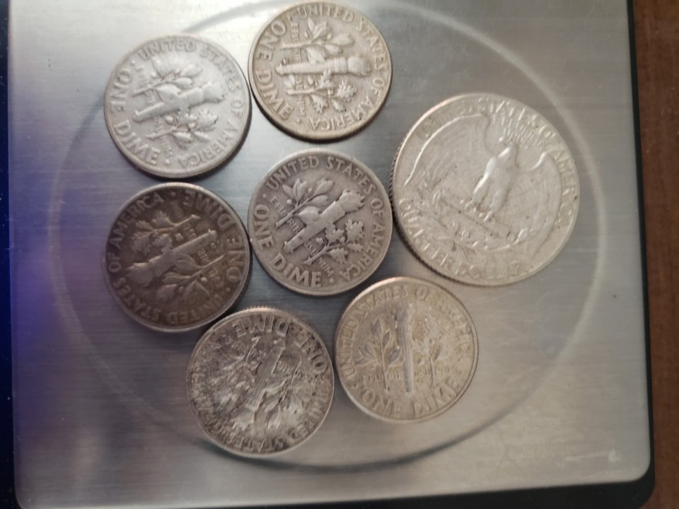 Junk Silver Dimes - Lot of 6 plus one 1964 Quarter. | eBay