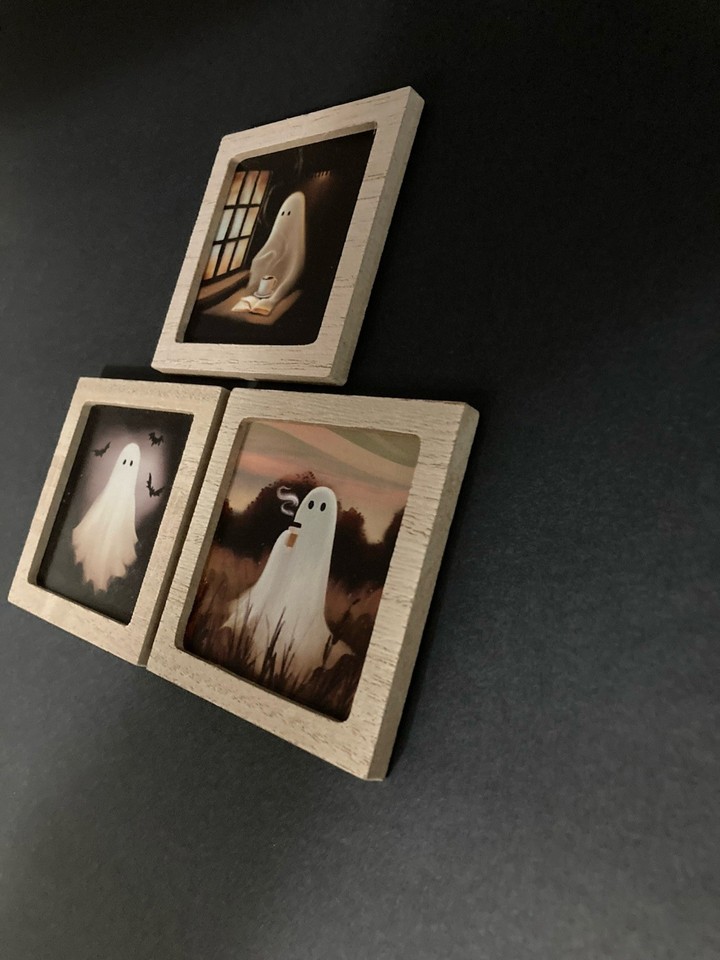 3 Ghost Artwork framed magnets 3" X 3" Halloween new 2025 target ...