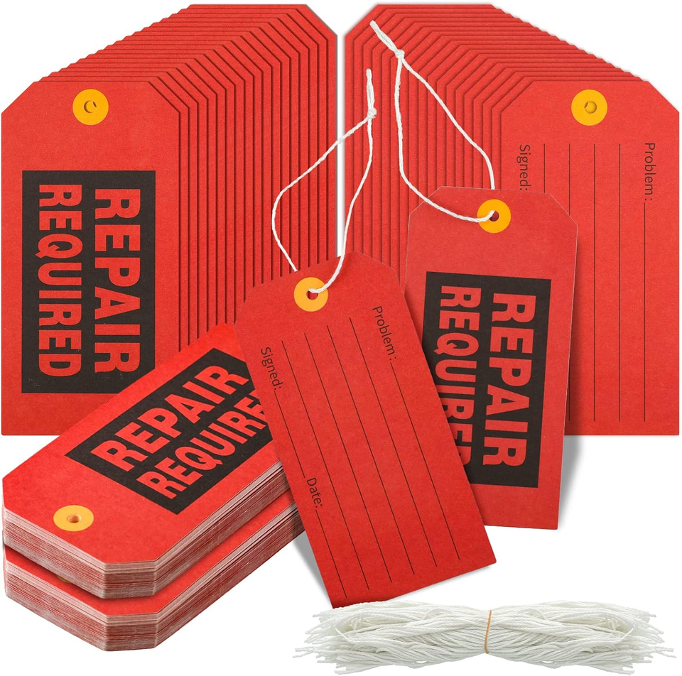 300 Pcs Repair Required Tags, 2.4 X 4.7 Inch Red Tags with Wire for ...