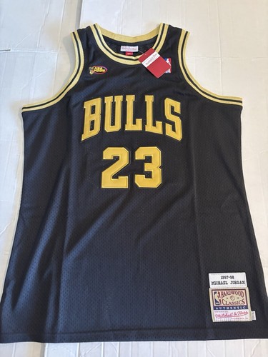 New Michael Jordan Black and Gold NBA Finals Mitchell & Ness Jersey 2XL ...