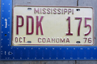 1976 76 MISSISSIPPI MS LICENSE PLATE TAG #PDK 175 COAHOMA COUNTY | eBay