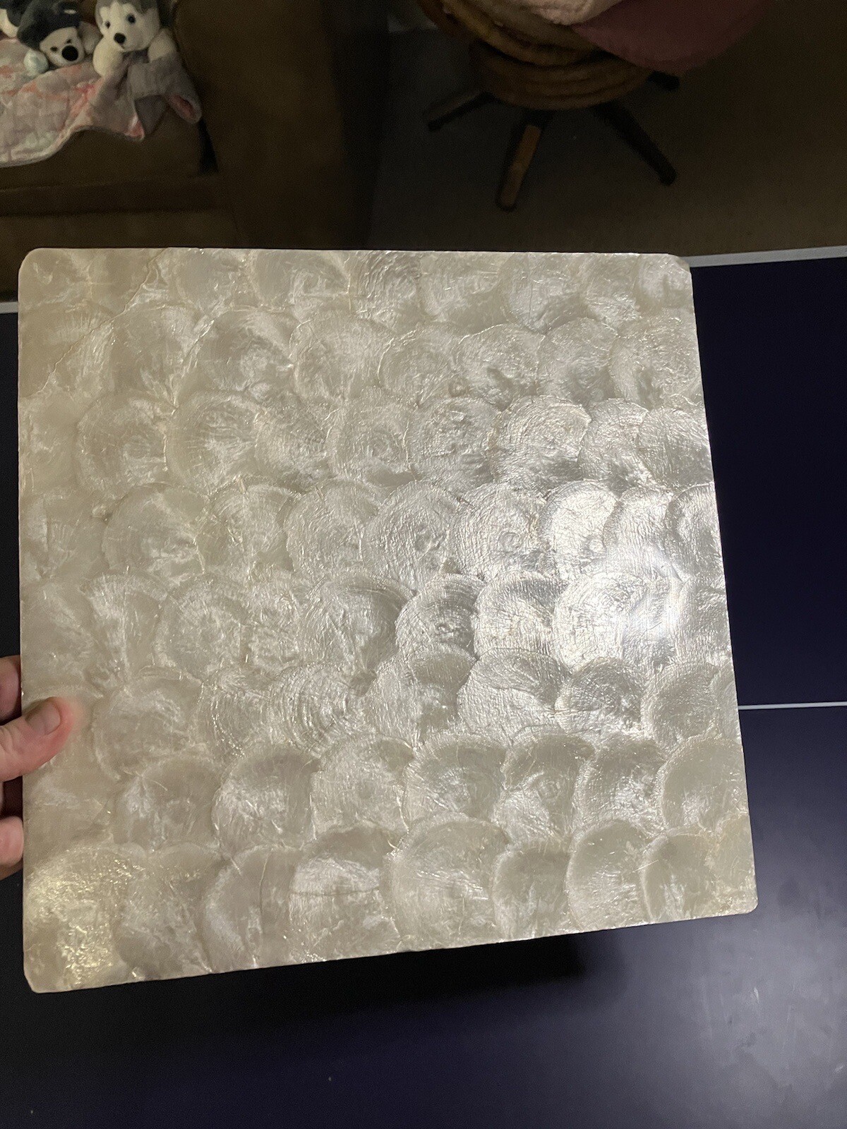 Capiz Shell Placemats Mother of Pearl Cork Back Lot of 6 Vintage 13x13 ...