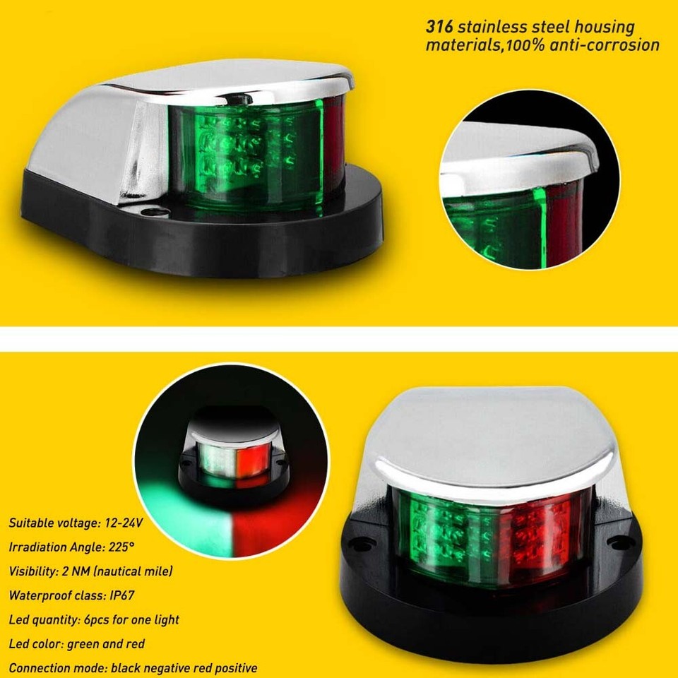 Boat Navigation Lights Red and Green LED Marine Navigation Light Boat ...
