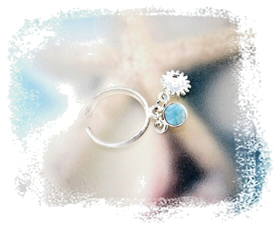 Toe Ring-Aqua Blue Larimar .925 Silver Sun Charm Adjustable Size 2-3 | eBay