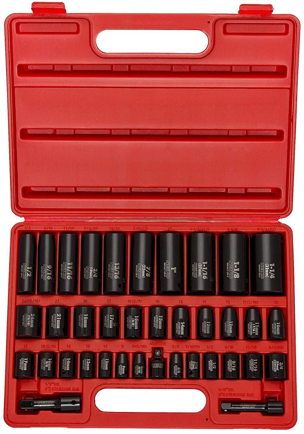 NEIKO 02443A 3/8 and 1/2 Drive Master Impact Socket Set | 38 Piece | Standard... | eBay