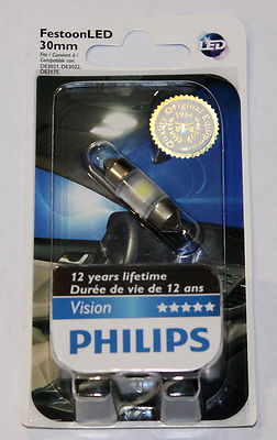 PHILIPS LED FESTOON 30MM 6000K X 1 BULB VISION BRIGHT 6428 12818 DE3021 ...