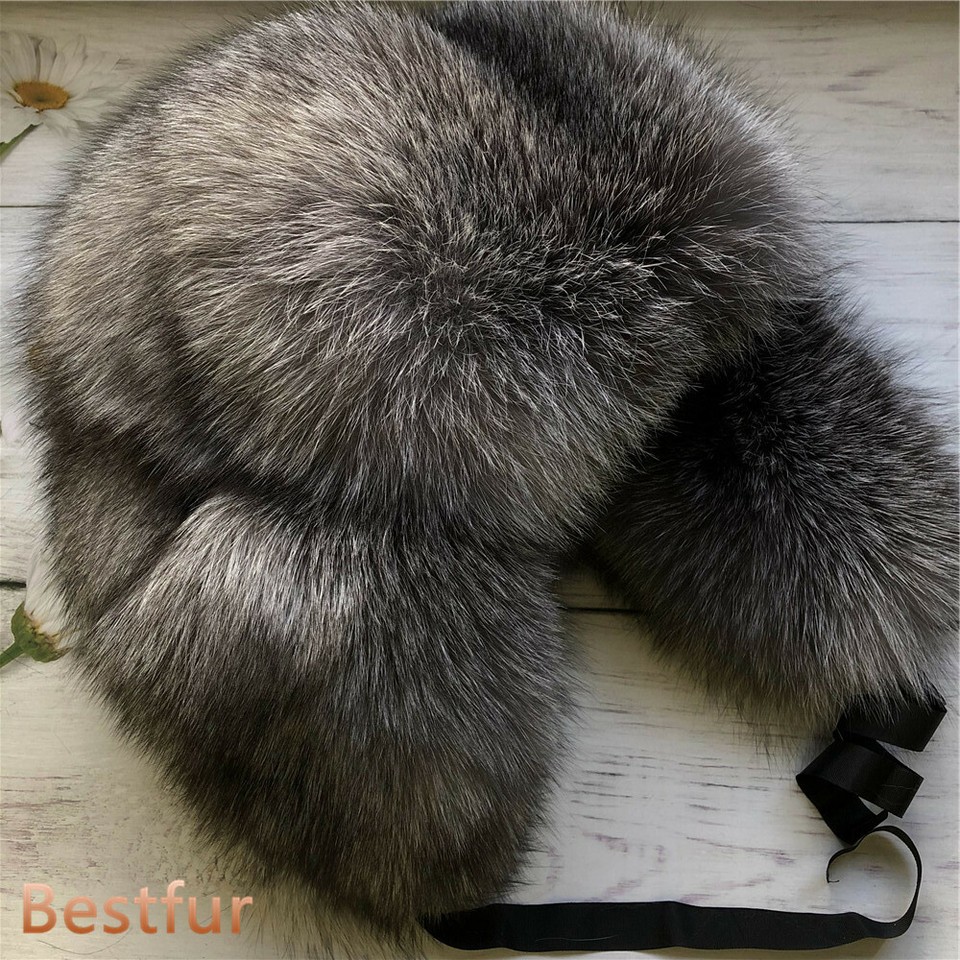 Male Full Covered Real Fox Fur Hat Russian Ushanka Hat Cossack Warm ...