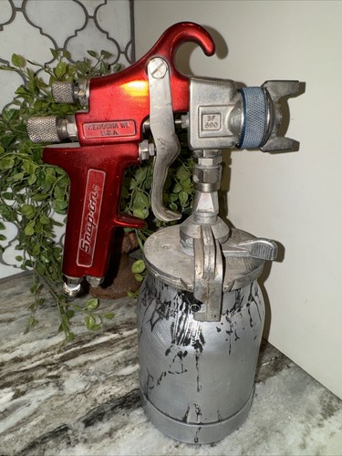Snap-On BF590 Paint Spray Gun w/Red Polished Metal Finish USA & Tank ...