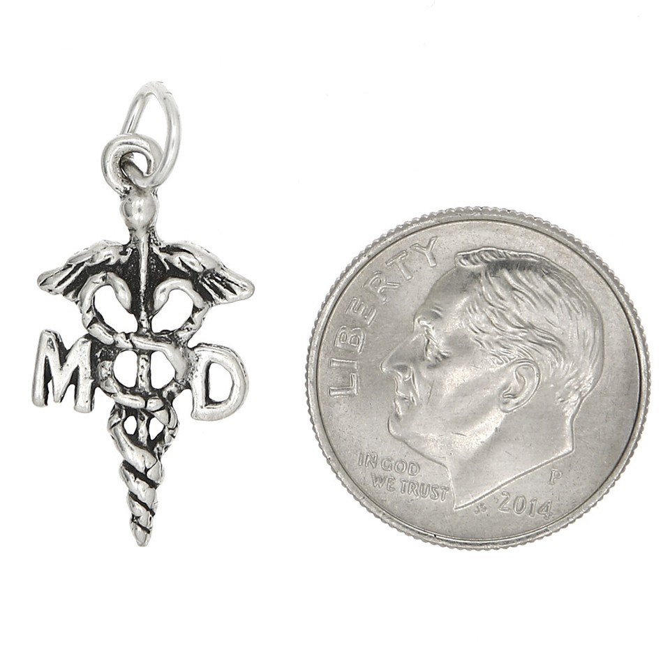 Sterling Silver MD Medical Doctor Caduceus Charm or Pendant | eBay