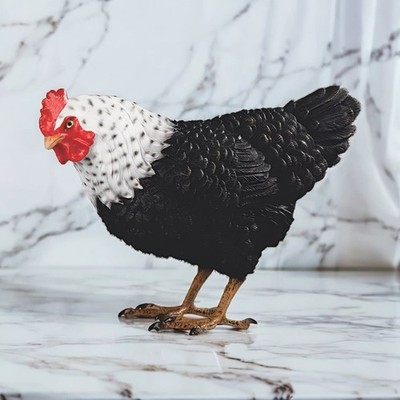 8"W Black and White Hen Figurine Ornament Home Decor Unique Gift | eBay