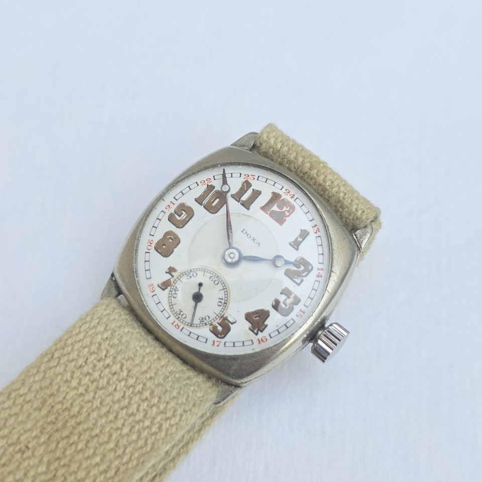RARE 1920'S DOXA Locle 246 Porcelain Dial Pontife Hands Military 26.5mm ...