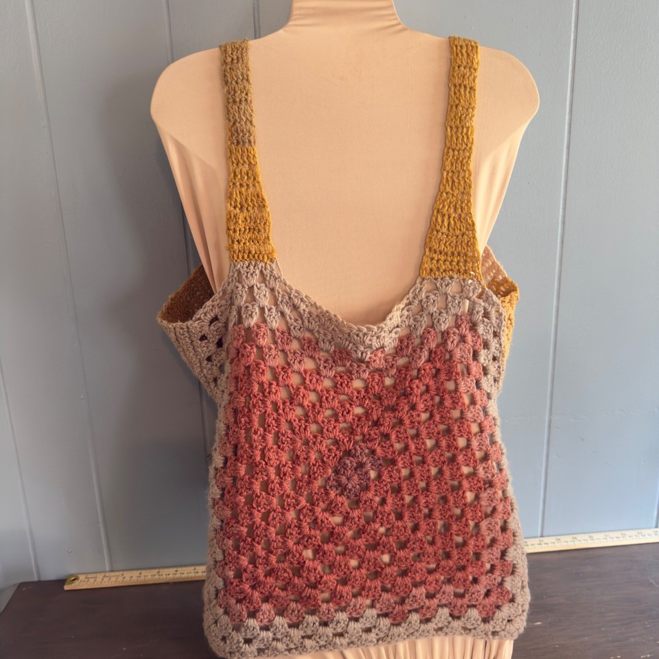 Handmade Crochet Granny Square Tank Top Boho Earthy Festival Y2K Indie ...