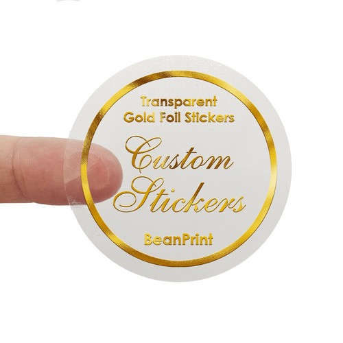 Foiled Transparent Stickers | Custom Logo Stickers | 35mm Round Clear ...