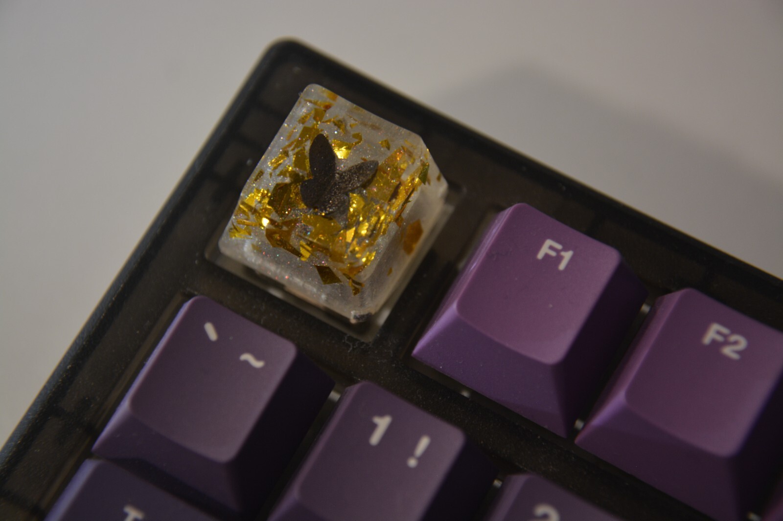 Handmade Artisanal Resin Black Butterfly On Gold Keycap For Mechanical ...