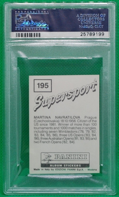 1986 Panini SuperSport Sticker #195 Martina Navratilova PSA 9 *HG* POP ...