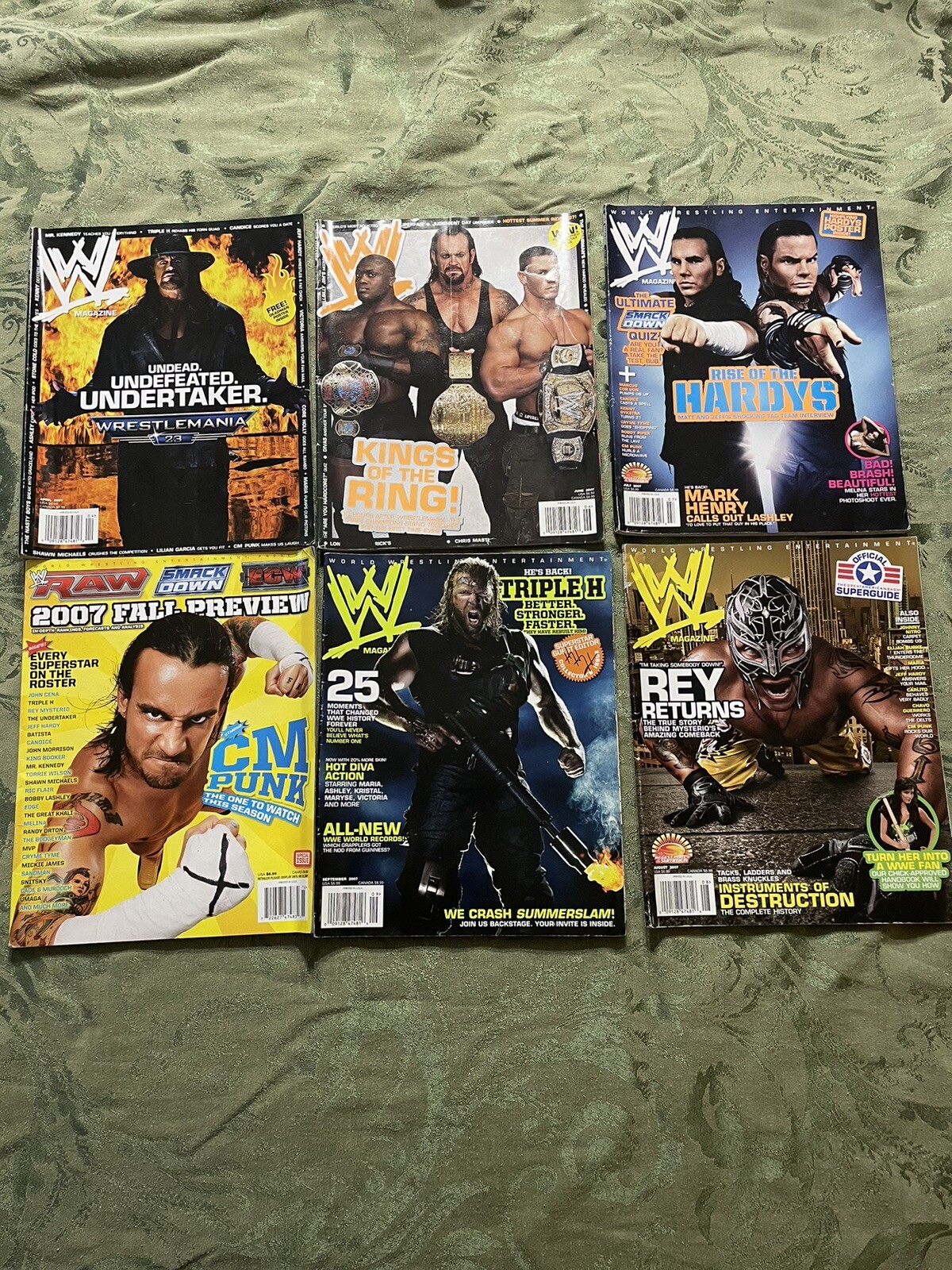 Lot Of 6 WWE Magazine 2007 HHH Cena Undertaker CM Punk Hardys Rey ...