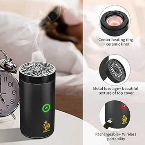 Portable Mini Incense Burner Bakhoor Rechargeable USB Aromatherapy ...