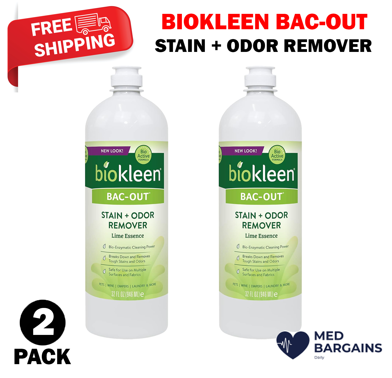 Biokleen Bac-Out Carpet Stain & Odor Remover - Lime Essence 32 FL OZ ...