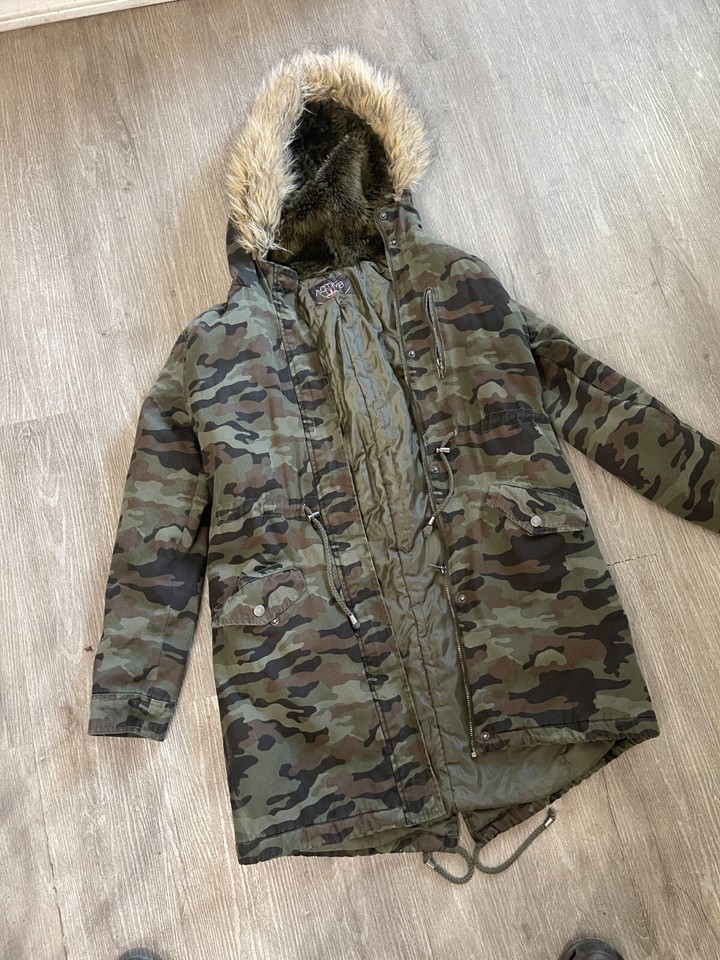 ACTIV8 Women's Hooded Parka Coat Faux Fur Lined Camo Size S | eBay