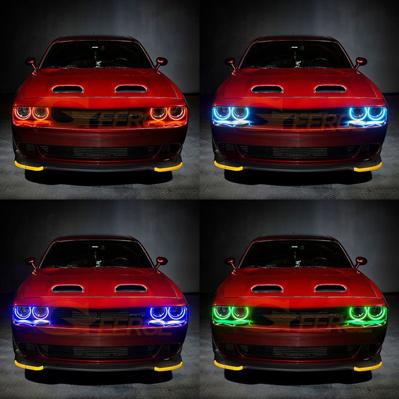 For Dodge Challenger 2015 - 2023 Multi Color RGB LED Angel Eyes ...