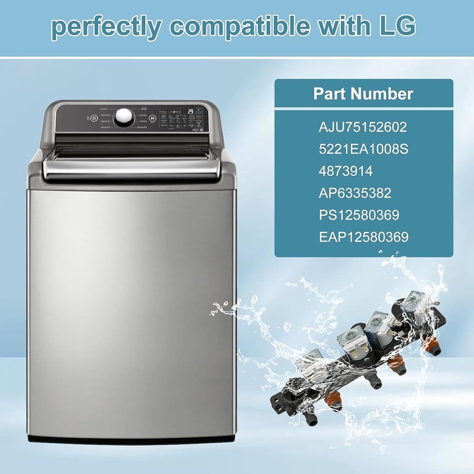 Washer Inlet Valve Assembly AJU75152602 For LG WT7100CW/WT7305CV ...