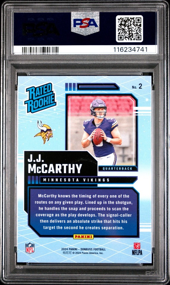 2024 PANINI DONRUSS RATED ROOKIES RETRO #2 JJ MCCARTHY PSA 10 | eBay