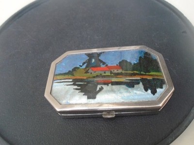 Vintage silver tone & butterfly wing powder & rouge compact REALLY NICE ...